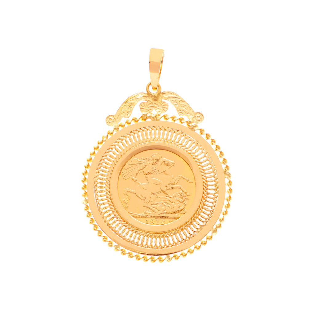 Libra Rei Jorge V (1912) com Aro estilo Dola em Ouro 19kl